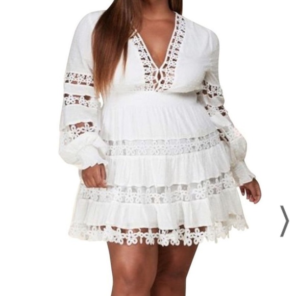 cutely covered | Dresses | Plus Size Crocheted Lace Babydoll Dress In ...